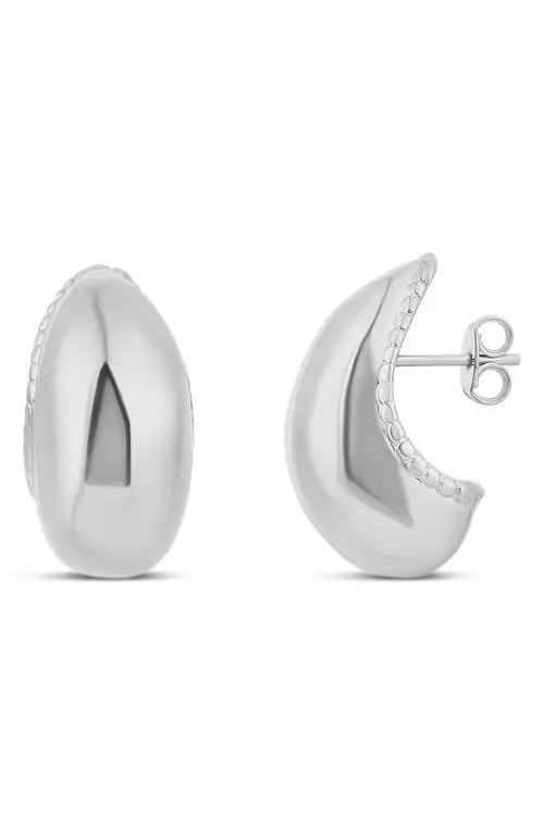 SHYMI Textured Bean Hoop Earrings - Silver