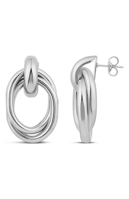 SHYMI Twisted Oval Drop Earrings - Silver