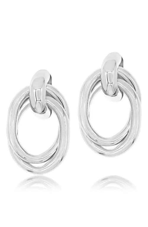SHYMI Twisted Oval Drop Earrings - Silver