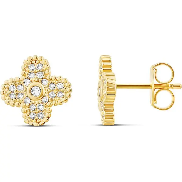 SHYMI Pavé Clover Stud Earrings - Gold