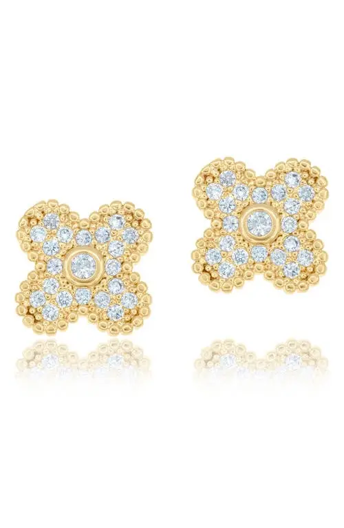SHYMI Pavé Clover Stud Earrings - Gold