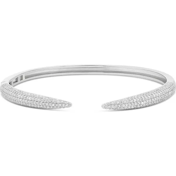 SHYMI Cubic Zirconia Pavé Open Claw Cuff Bracelet - Silver