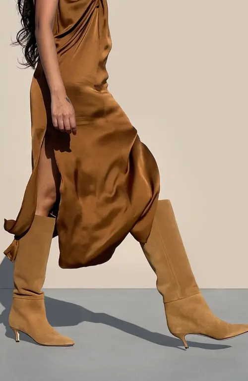 NEIL J. RODGERS Eva Slouch Boots - Camel Suede