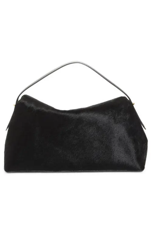TOTEME T-lock Genuine Calf Hair Top Handle Bag - Black
