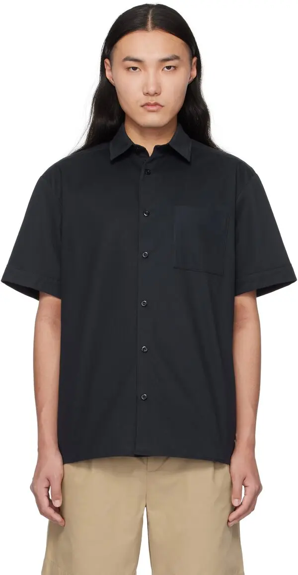 A.p.c. Navy Ross Short-sleeve Shirt - Iak Dark Navy