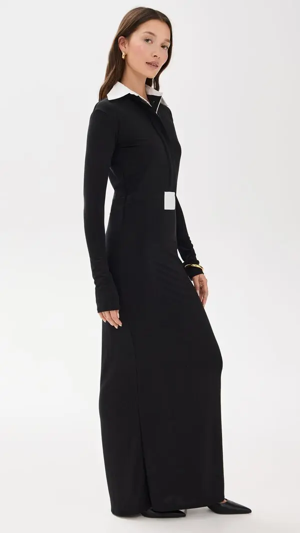 chinese dress ladies Sinea - Black Wrap Neck Maxi Dress