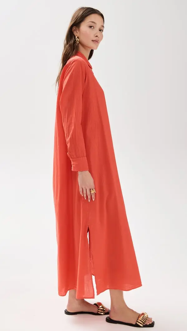 open lace back dress Puff Sleeve Ponte Shirt Dress-Red Pear, Painted Dot