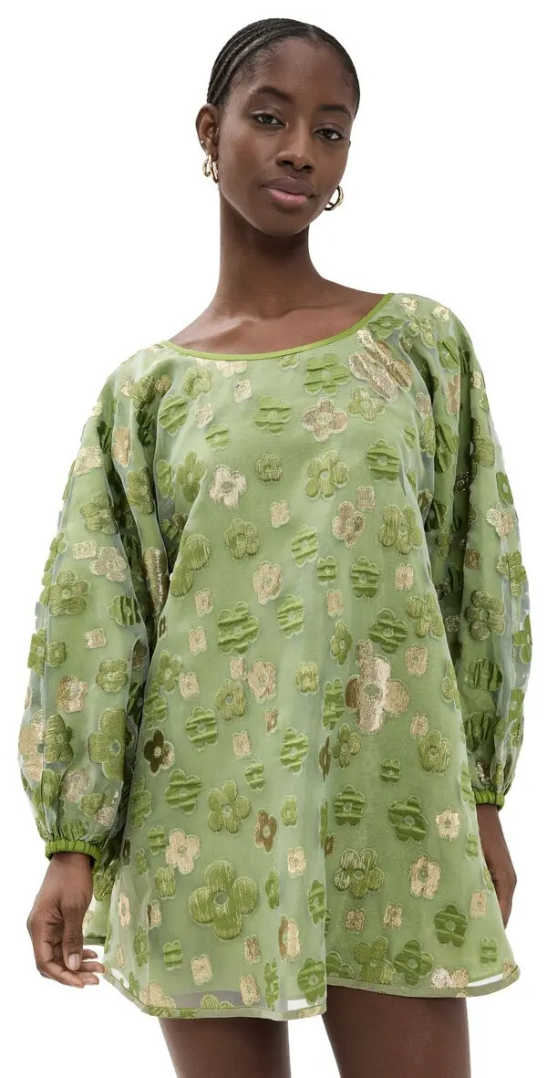 Arianne Elmy Organza Floral Dress In Retro Green - 60% Off | Editorialist