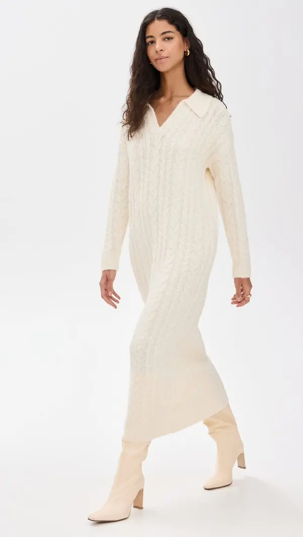 chinese dress ladies Gray Black Winter Crew Neck Knit Sweater Midi A-line Dress