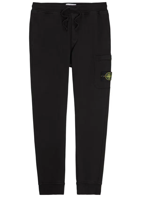 Stone Island Logo Cotton Sweatpants - Black