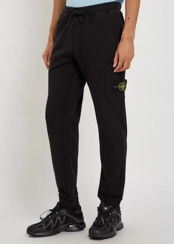 Stone Island Logo Cotton Sweatpants - Black
