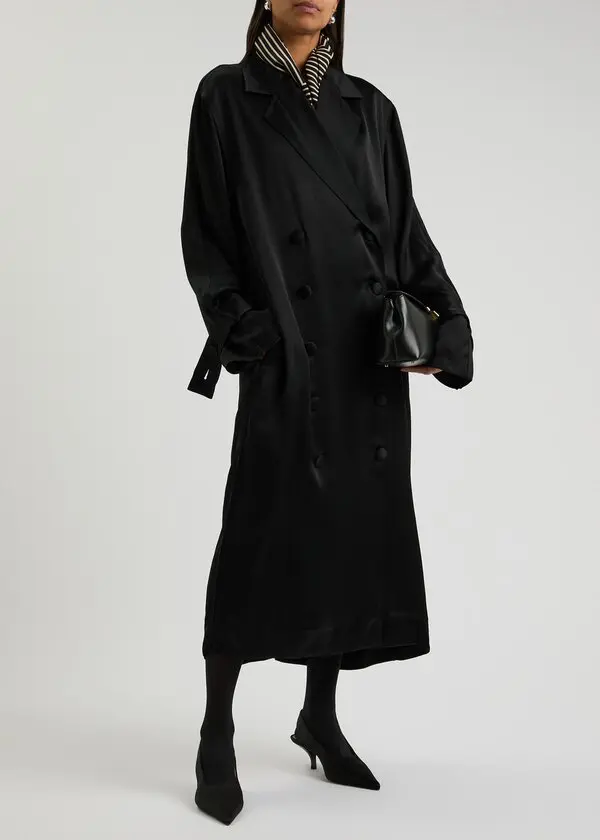 TOTEME Double-breasted Satin Trench Coat