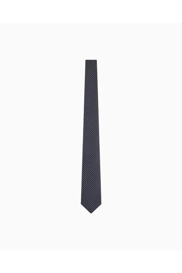 Giorgio Armani Pure Silk Polka-dot Jacquard Neck Tie - Grey