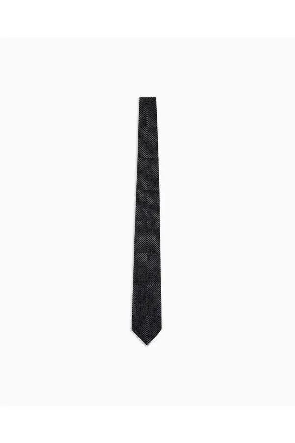 Giorgio Armani Pure Silk Micro Polka-dot Jacquard Tie - Black