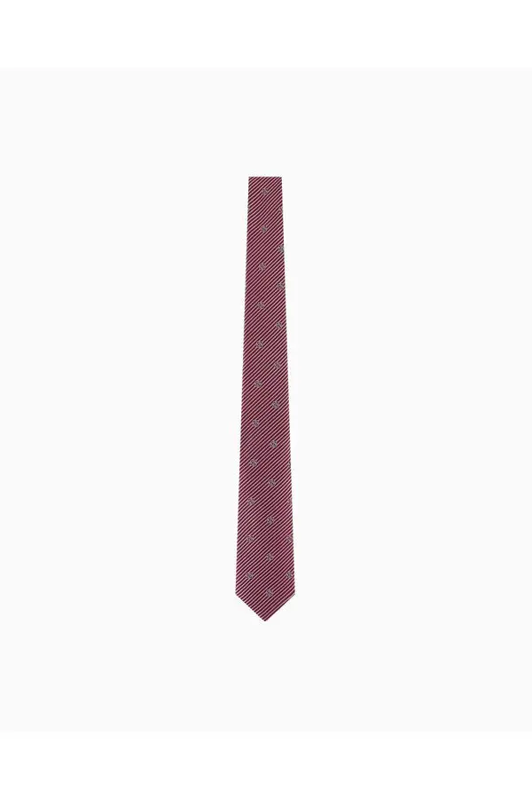 Giorgio Armani Pure Silk Jacquard Standard Neck Tie - Burgundy