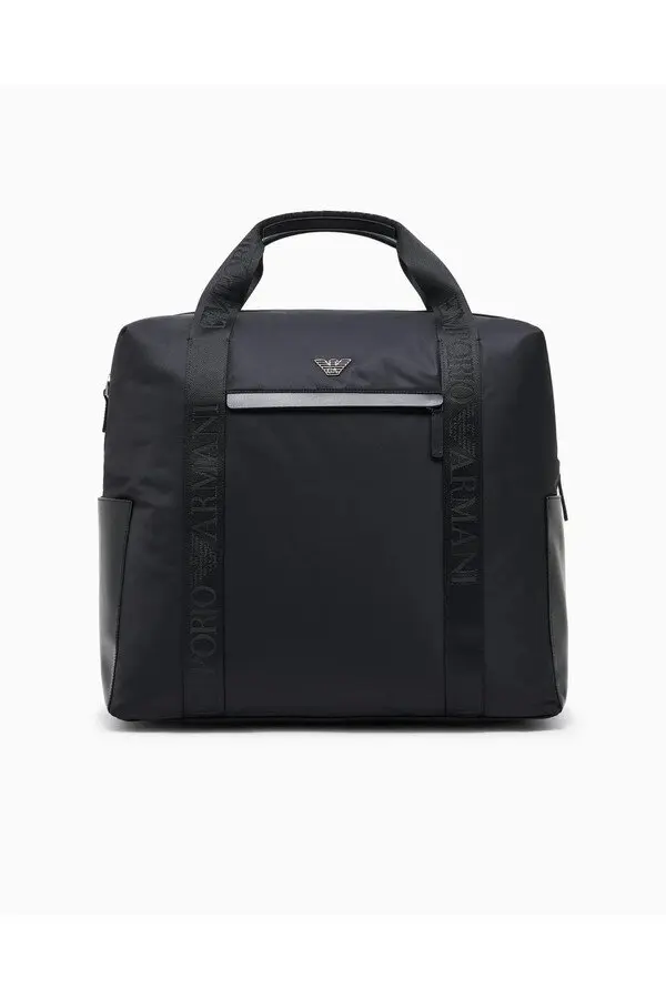 Emporio Armani Asv Recycled-nylon Gym Bag - Black