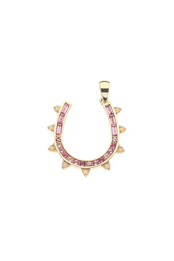 JANE WIN Lucky Over The Rainbow Horseshoe Pendant - Pink