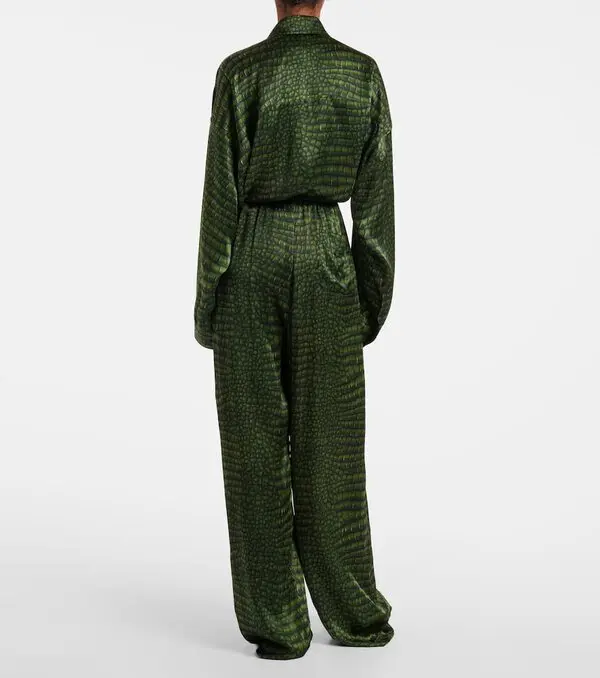 Balenciaga Printed Wide-leg Pants - Green