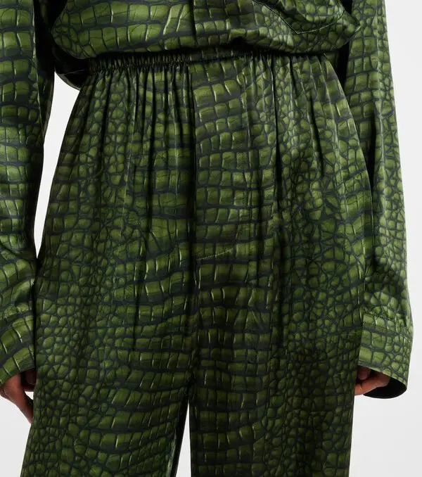 Balenciaga Printed Wide-leg Pants - Green