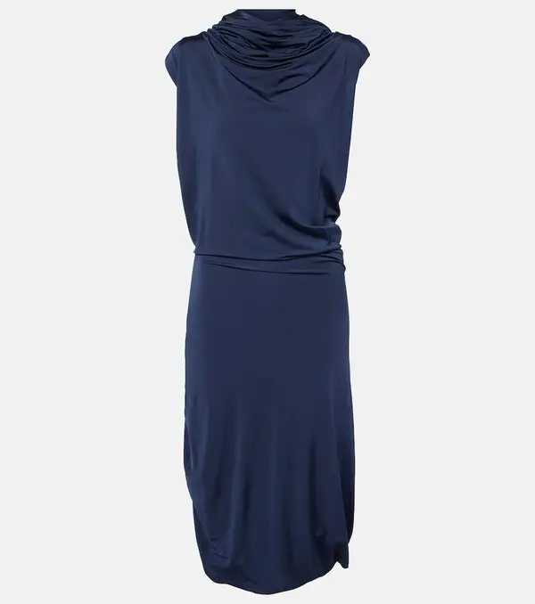 Magda Butrym Hooded Jersey Midi Dress - Blue