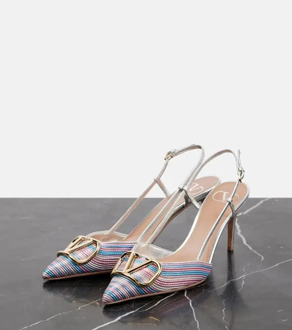 Valentino Garavani Vlogo Signature 80 Leather Slingback Pumps - Multicoloured