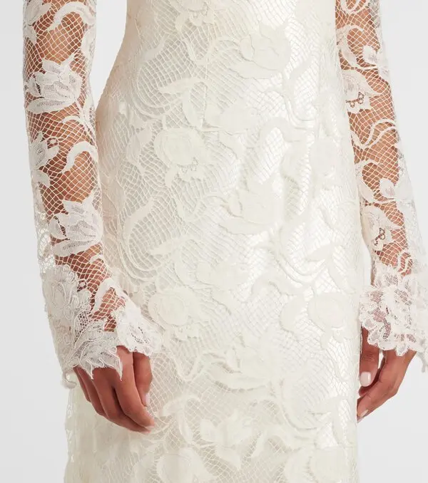 DANIELLE FRANKEL Bridal Adena Floral Lace-trimmed Gown - White |  Editorialist