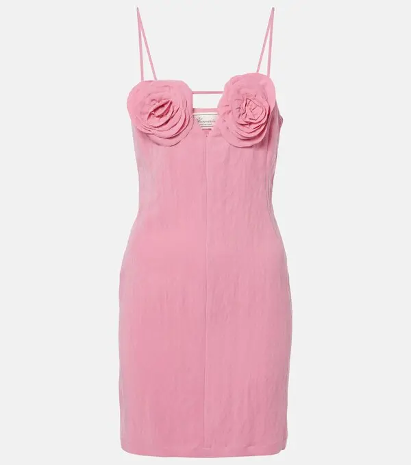 Blumarine Floral Embroidered Mini Dress - Pink
