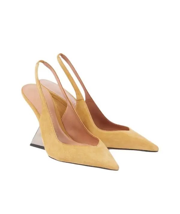 Attico Cheope Suede Wedges - Beige