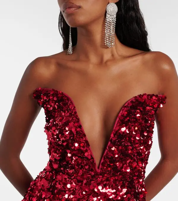 self portrait red sequin dress Red Sequin Knit Dress  self-portrait-US