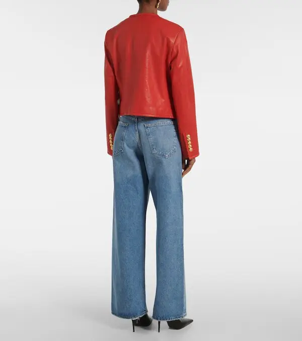 Veronica Beard Andrea Leather Jacket - Red