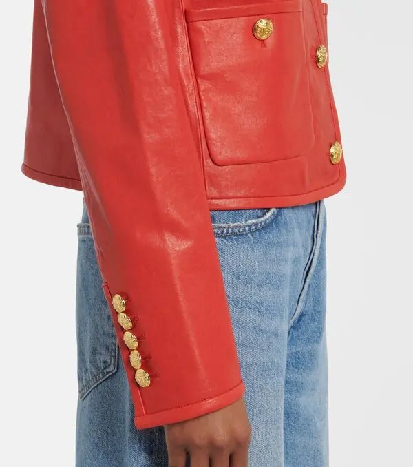 Veronica Beard Andrea Leather Jacket - Red
