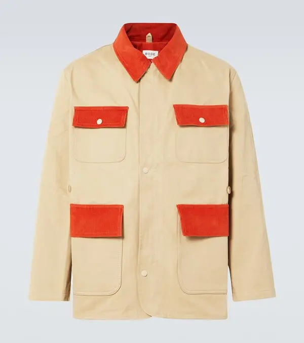BODE Corduroy-trimmed Cotton Twill Field Jacket - Beige