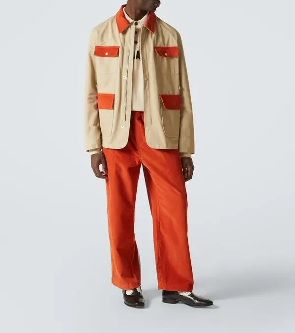 BODE Corduroy-trimmed Cotton Twill Field Jacket - Beige
