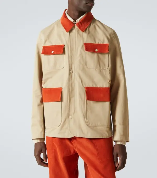 BODE Corduroy-trimmed Cotton Twill Field Jacket - Beige