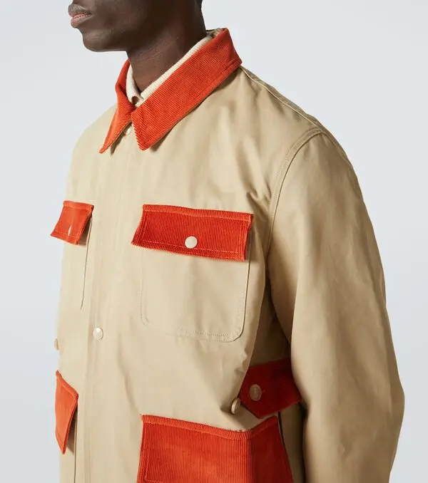 BODE Corduroy-trimmed Cotton Twill Field Jacket - Beige