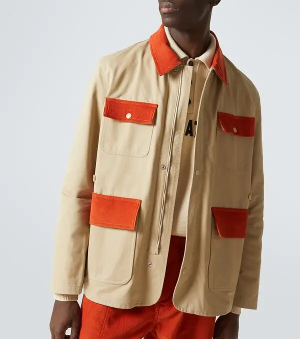 BODE Corduroy-trimmed Cotton Twill Field Jacket - Beige