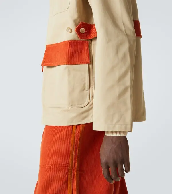BODE Corduroy-trimmed Cotton Twill Field Jacket - Beige