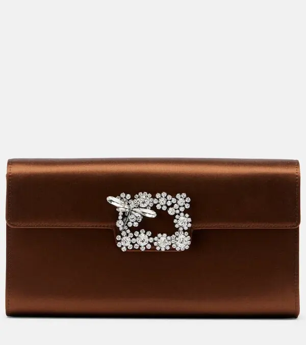 ROGER VIVIER Efflorescence Embellished Clutch - Brown
