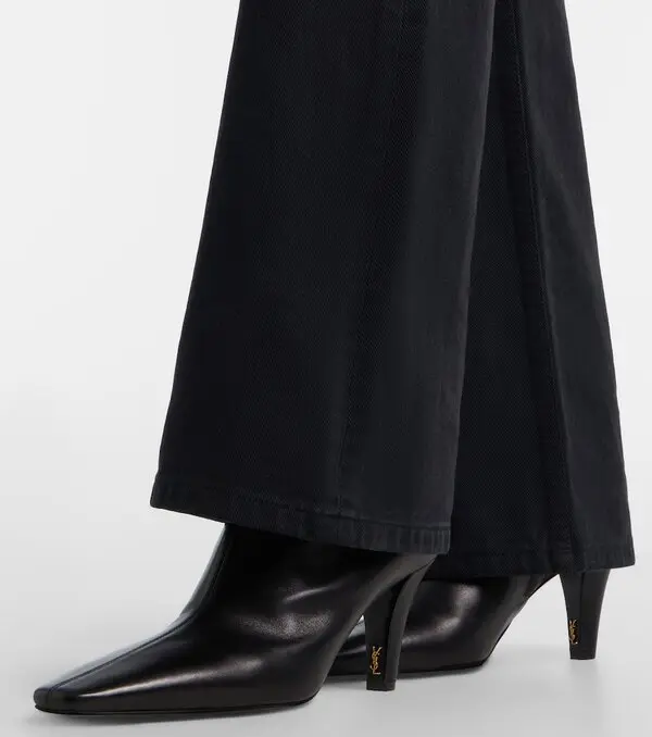 Saint Laurent Jill 75 Leather Ankle Boots - Black