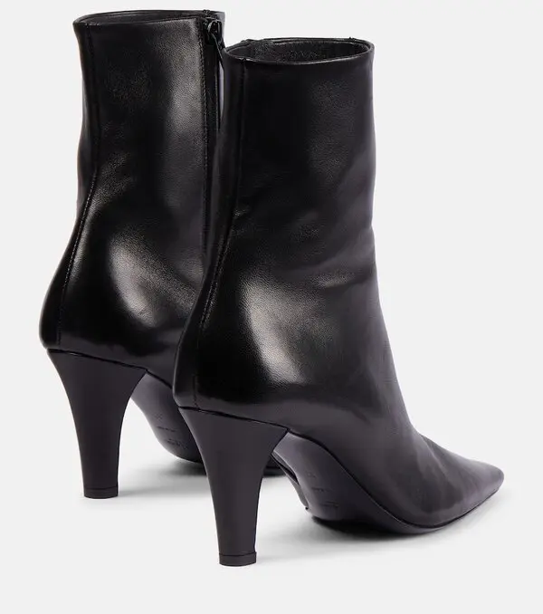 Saint Laurent Jill 75 Leather Ankle Boots - Black