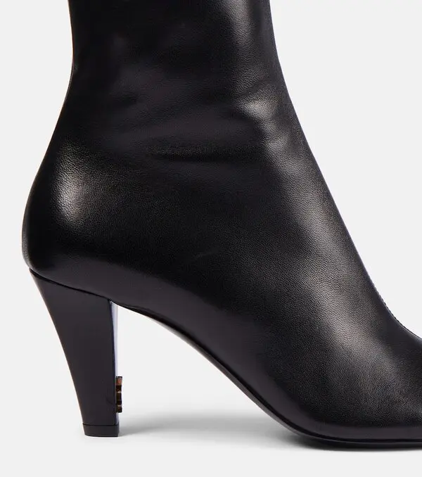 Saint Laurent Jill 75 Leather Ankle Boots - Black
