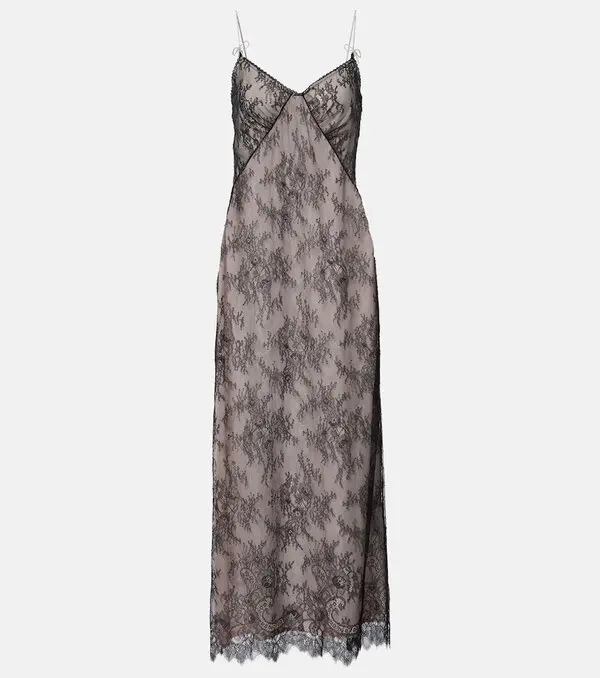 Blumarine Rebrodé Lace Midi Dress - Black