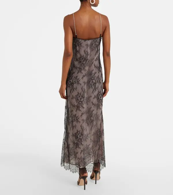 Blumarine Rebrodé Lace Midi Dress - Black