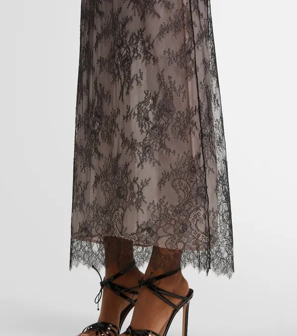 Blumarine Rebrodé Lace Midi Dress - Black