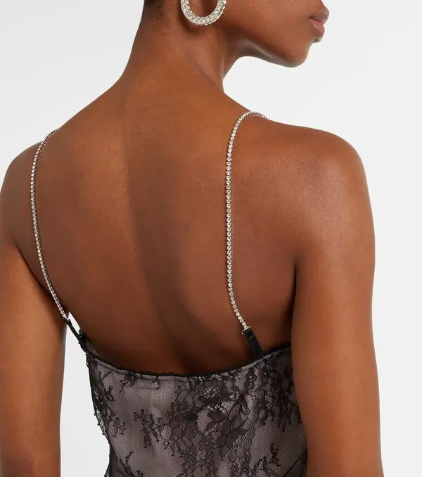 Blumarine Rebrodé Lace Midi Dress - Black
