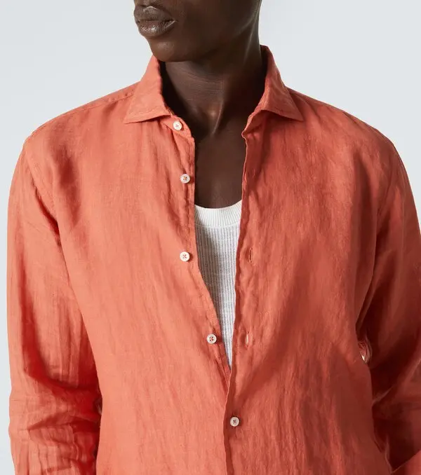 Fedeli Linen Oxford Shirt - Orange