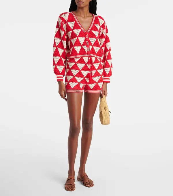 Anna Kosturova Malia Crochet High-rise Cotton Shorts - Multicoloured
