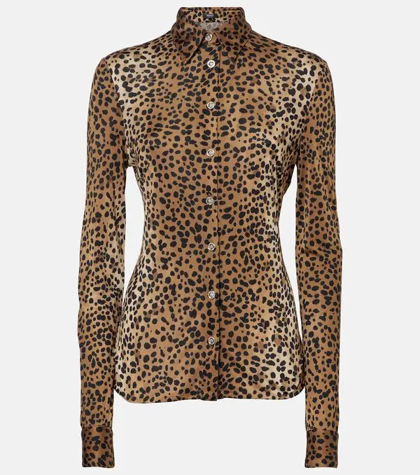 Versace Leopard-print Viscose Shirt - Brown