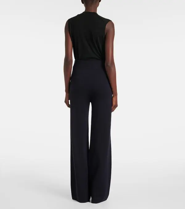 Max Mara Wilma Virgin Wool Wide-leg Trousers - Blue