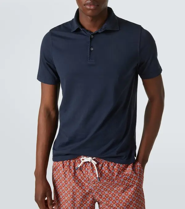 Fedeli Cotton Polo Shirt - Blue